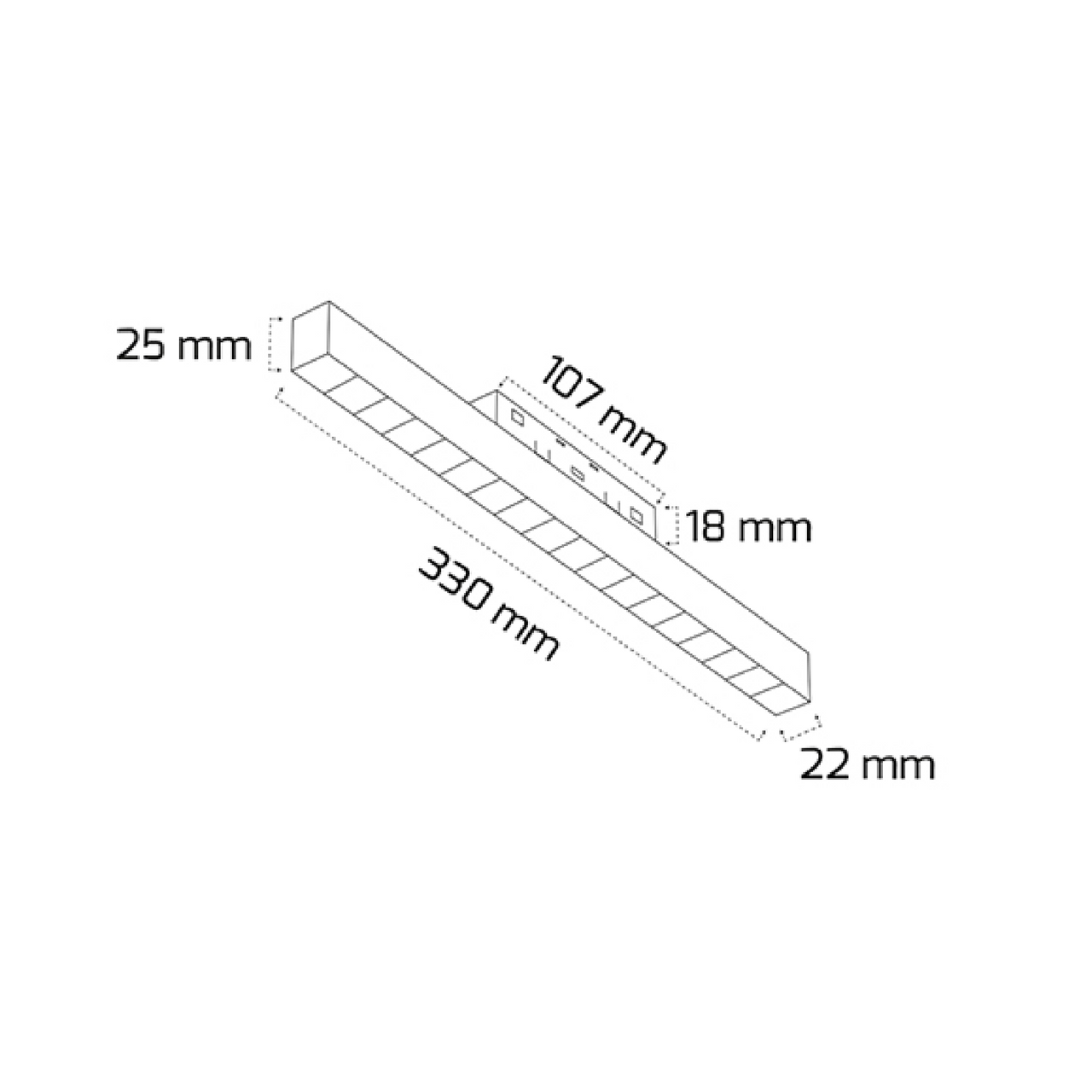 33 CM Magnet Mercekli Linear Led Aydınlatma 18W Siyah