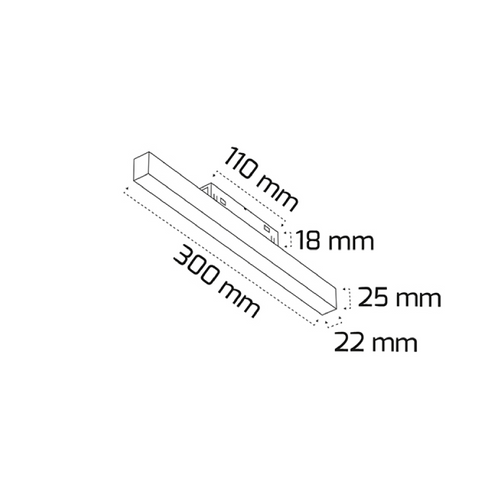 30 CM Magnet Linear Led Aydınlatma 12W Siyah