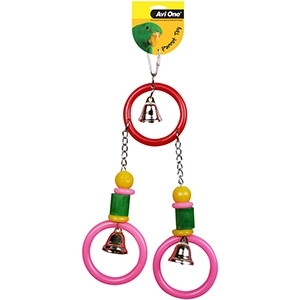 Avi One Bird Toy Acrylic 3 Rings 3 Bells 25.5cm L (22564)