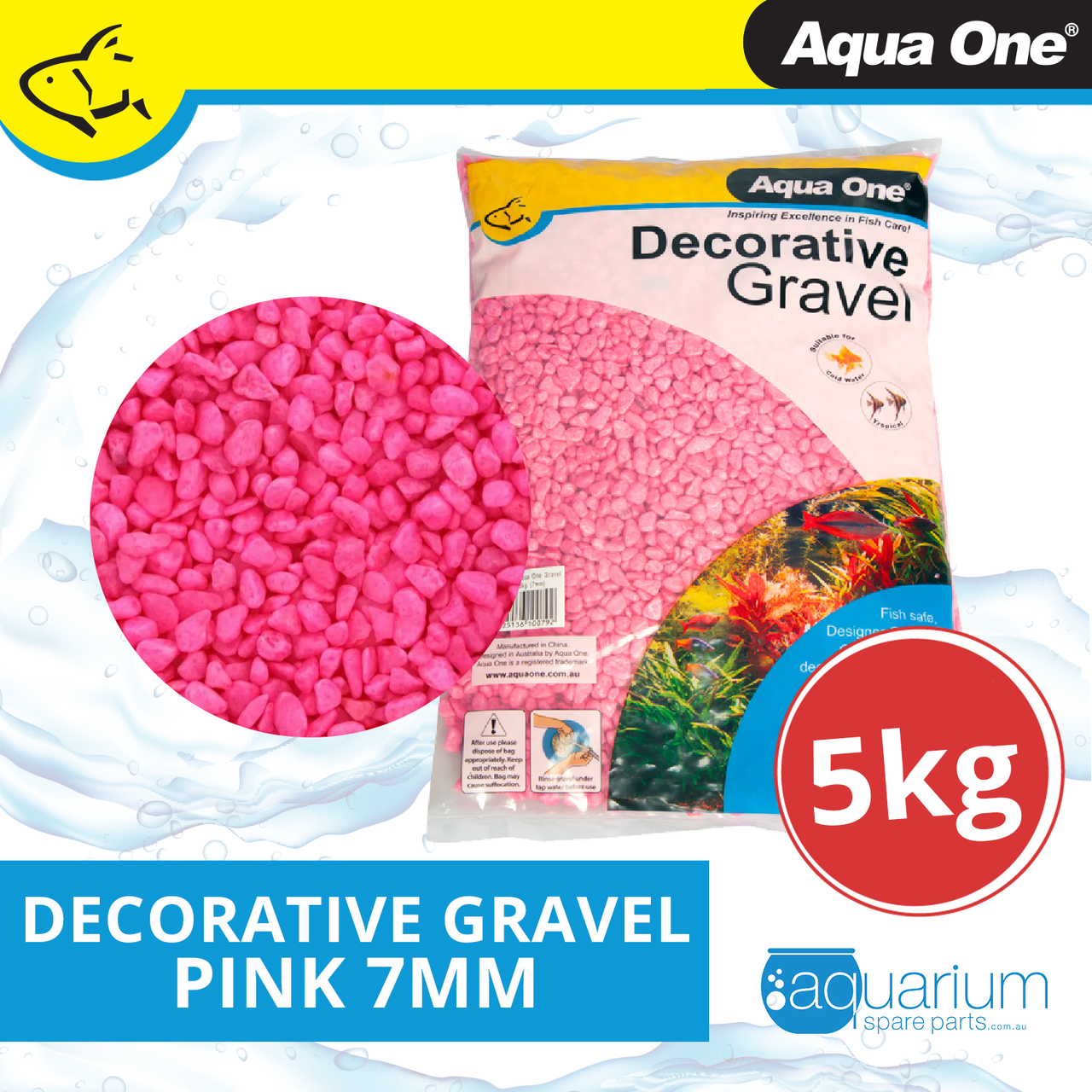 Aqua One Decorative Gravel Pink 7mm 5kg (10284PK)