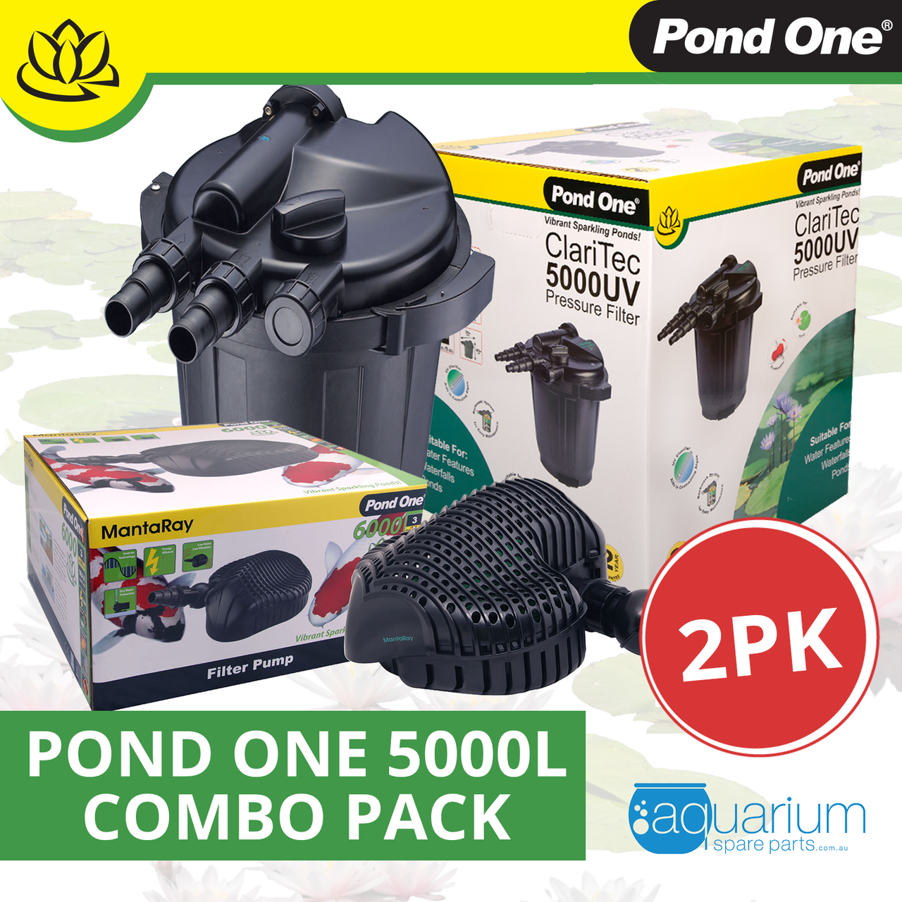 Pond One Claritec/Manta Ray Claritec/Manta Ray 5000L Combo Pack (Up to ...