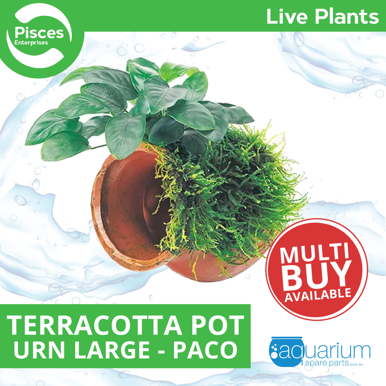 Pisces Live Plant Terracotta Urn (Large) Paco & Font - Aquarium Spare Parts