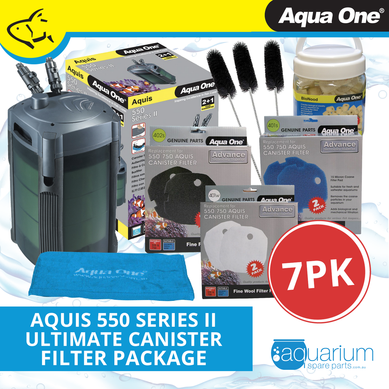 Aqua One Aquis Series II 550 Ultimate Canister Filter Package (7pk)