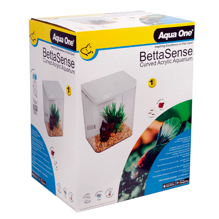 Aqua One BettaSense Curved Acrylic Aquarium (56314WH)