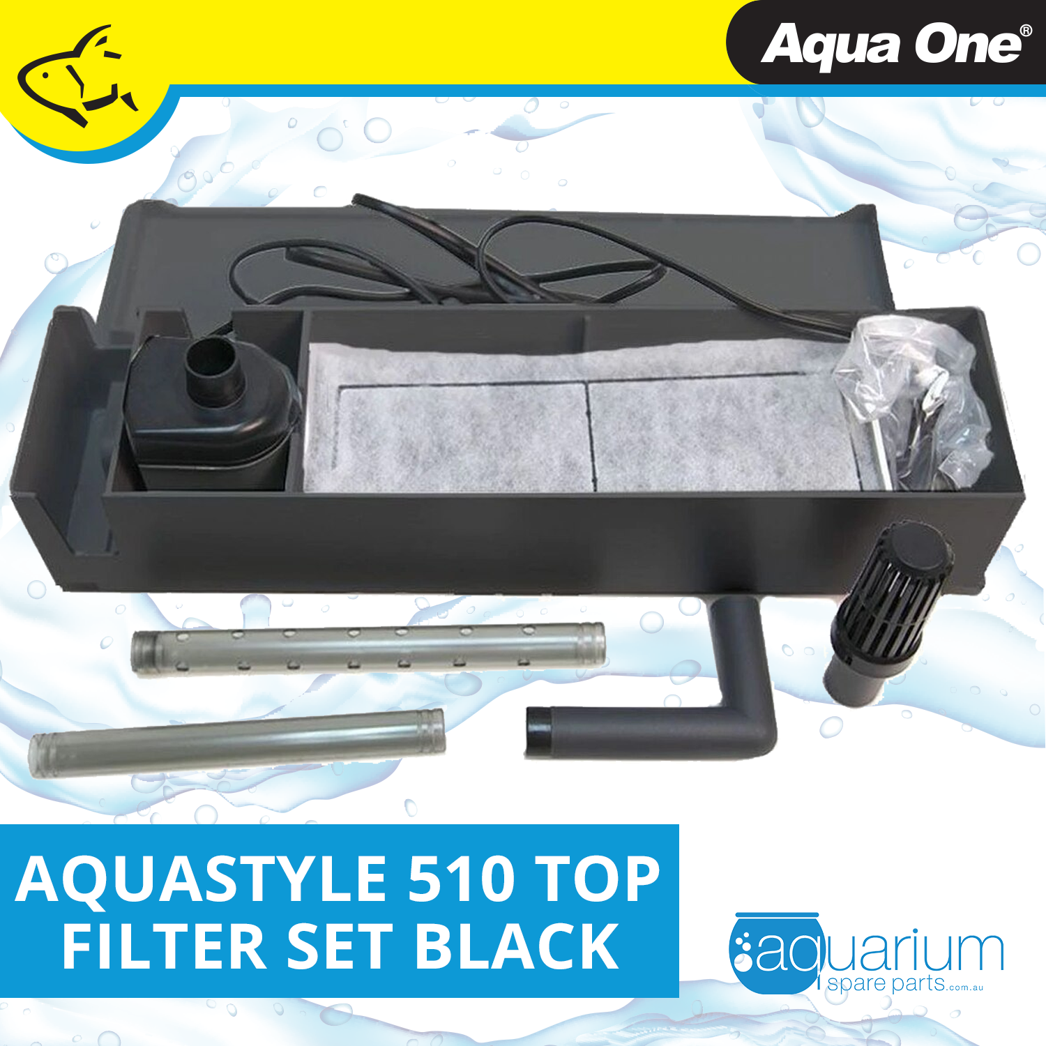 Aqua One AquaStyle 126/380 Complete Top Filter Set Black (59308GBK)