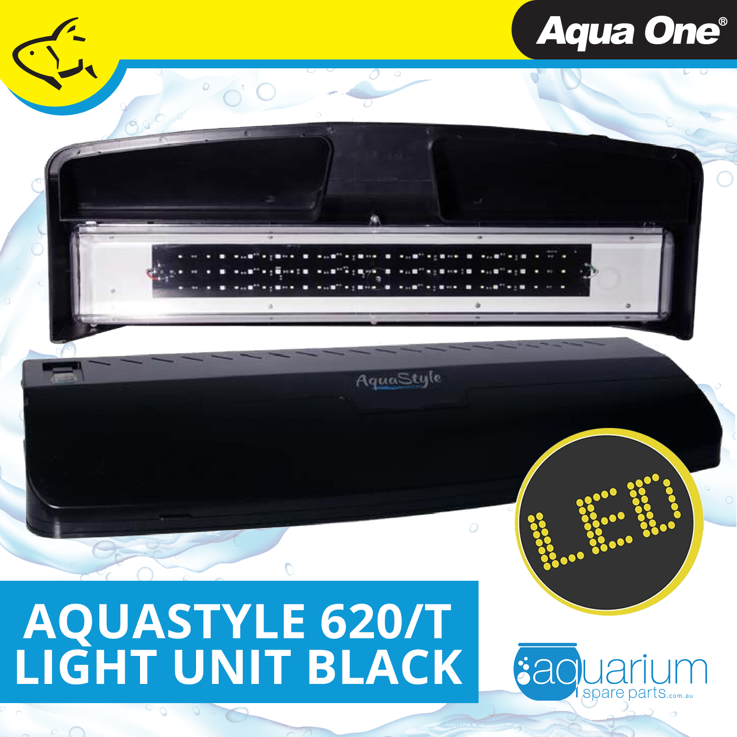 Aqua One AquaStyle 620/620T Complete LED Light Unit Black (10951GBK)