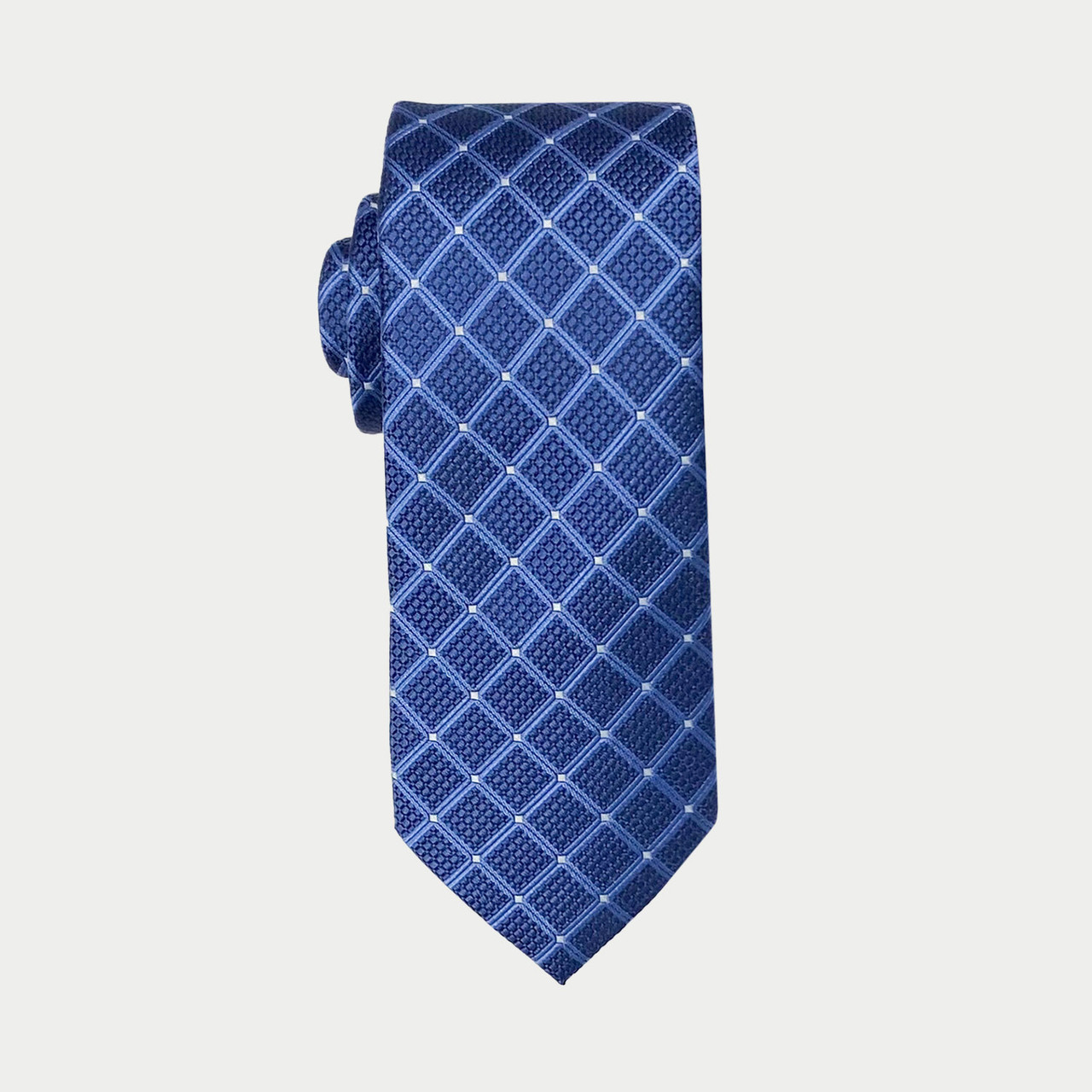 Dot Grid Necktie & Satin Solid Pocket Round Set - Nick Graham