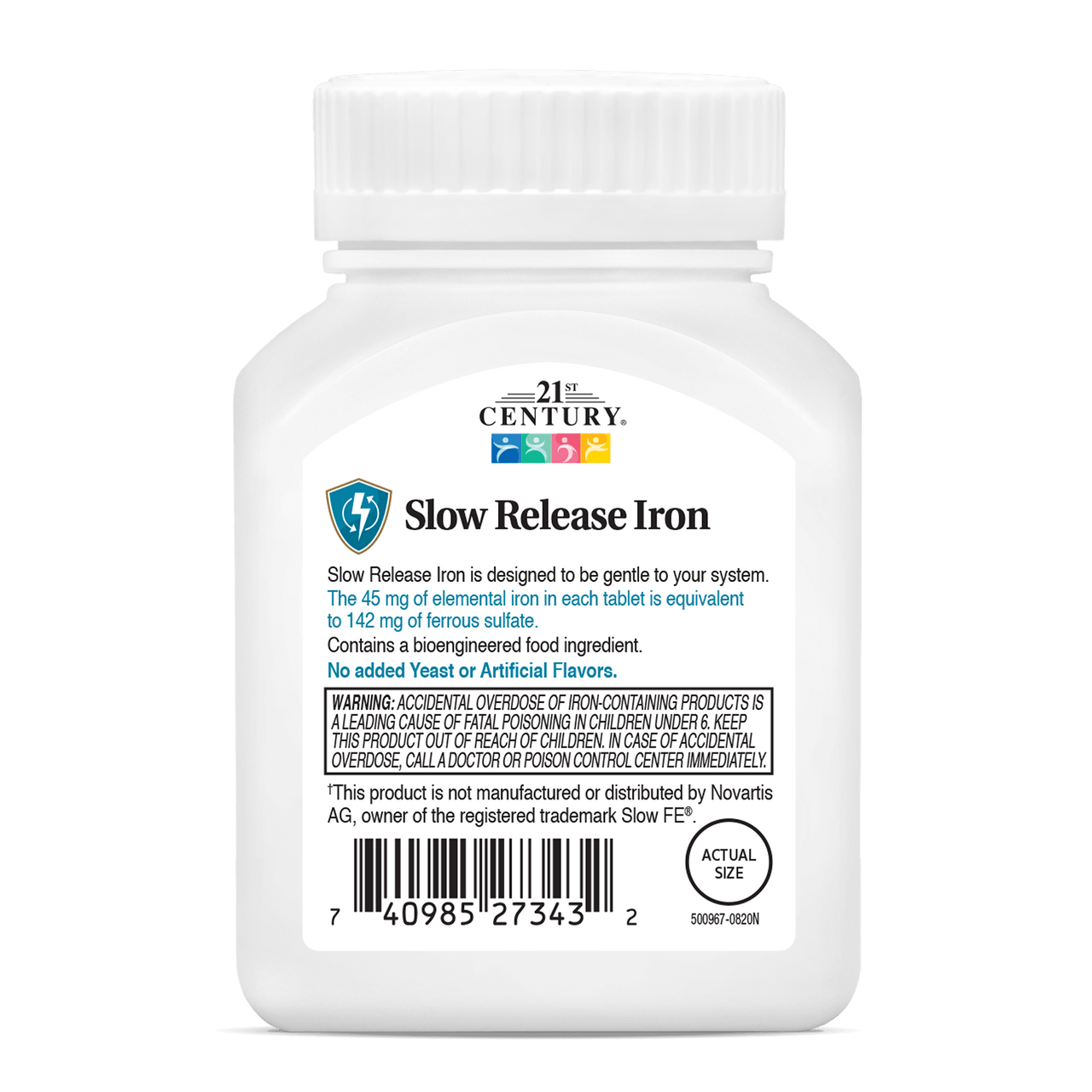 Slow Release Iron, High Potency 45mg, 60 Tablets by 21st Century