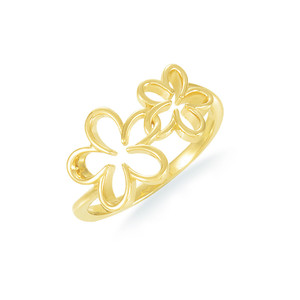 14K Plumeria Ring - Open Double Flower | Royal Hawaiian Heritage Jewelry
