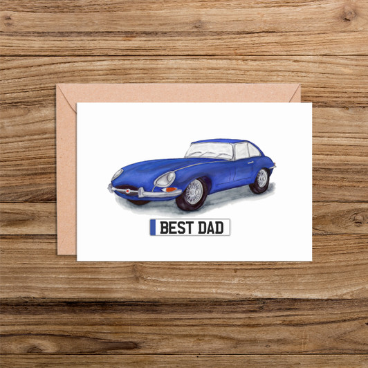 Best Dad Number Plate Jaguar F-Type Front Car Illustration Card ...