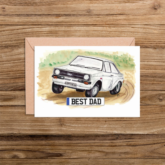 Best Dad Number Plate Austin Healey Car Illustration Card | Typhoon Studios