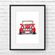 Classic Mini Cooper Front View Illustration Giclée Personalised Car ...