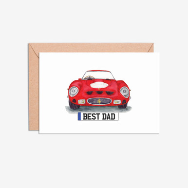 Best Dad Number Plate Ferarri GTO Front Car Illustration Card | Typhoon ...