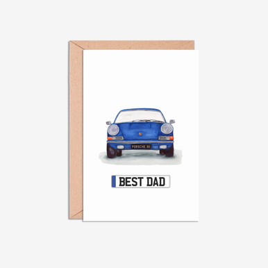 Best Dad Number Plate Porsche 911 Front Car Illustration Card | Typhoon ...