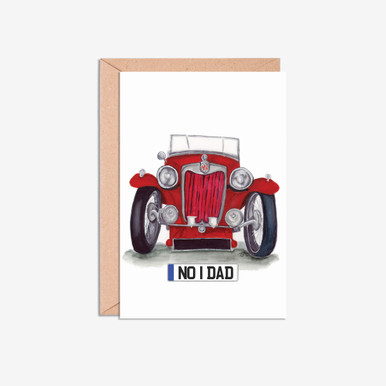 No 1 Dad Number Plate MG TA Car Illustration Card | Typhoon Studios