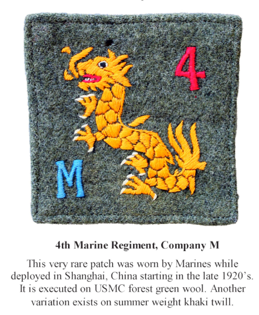 The rarest marines in China patches US 4th Marine Regiment, Company M 2 ...