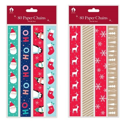 Festive Christmas Printed Paper Chains Decoration Set