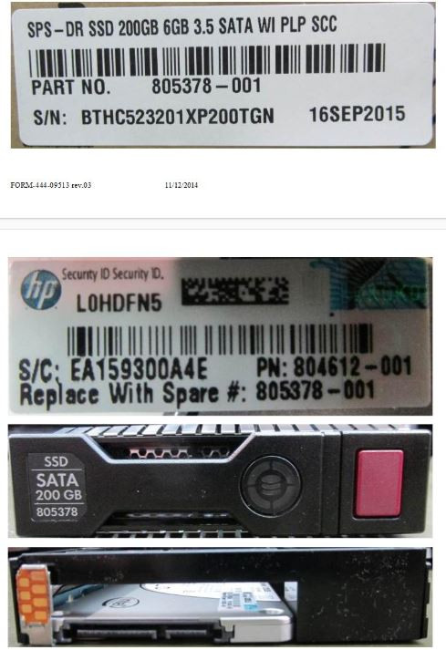 HPE 805378-001 200GB 3.5in DS SATA-6G SCC Mixed Use G9 G10 SSD ...