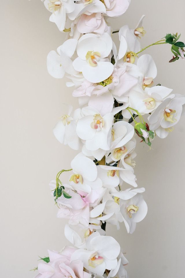 Silk White Orchid and Rose Garland | Something Borrowed Blooms