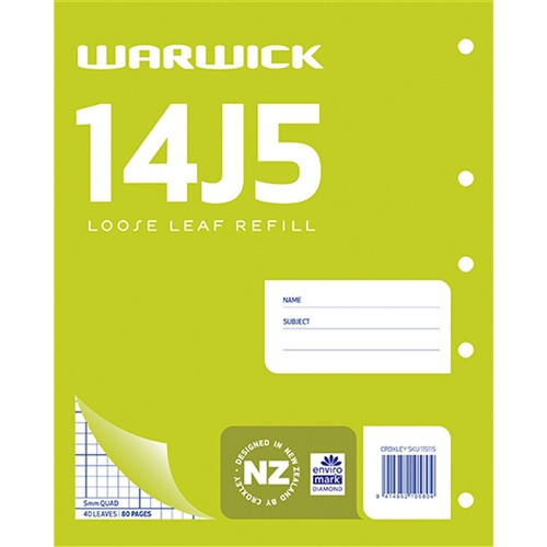 14J5 WARWICK LOOSE LEAF REFILL