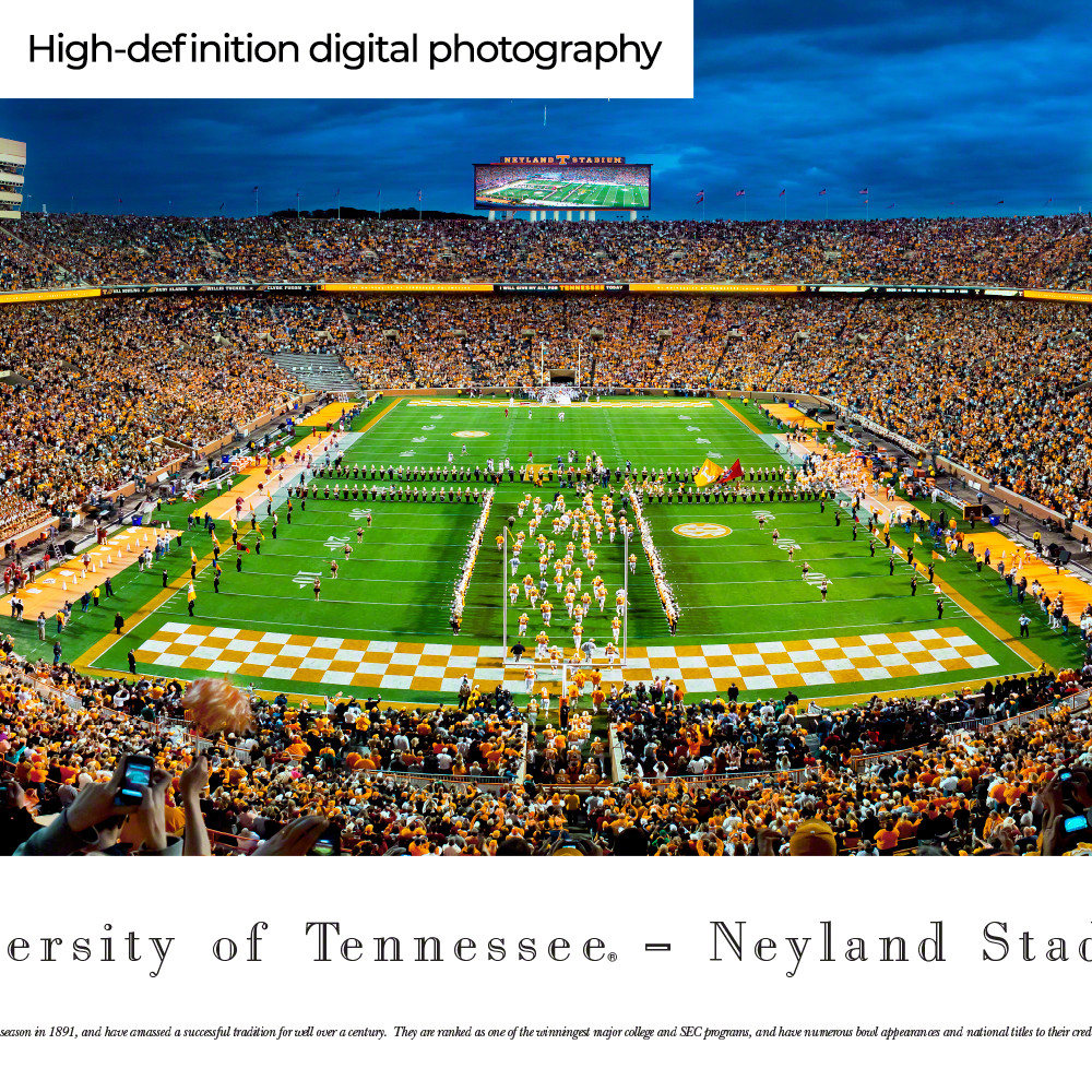 Tennessee Volunteers Football Panorama - NCAA Poster