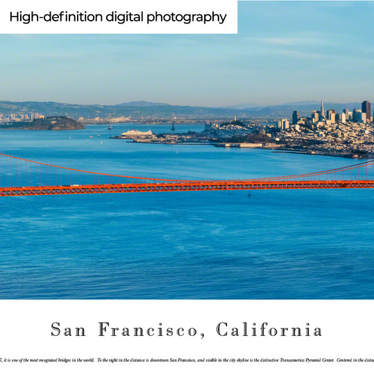 San Francisco, CA City Skyline Print - Golden Gate Bridge