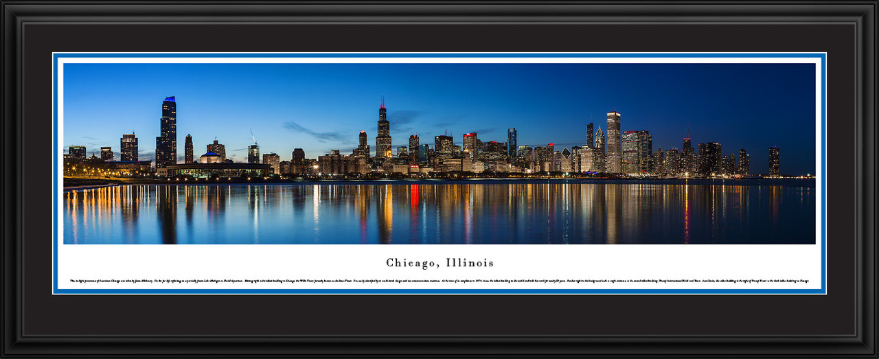 Chicago, Illinois City Skyline Panoramic Print - Downtown