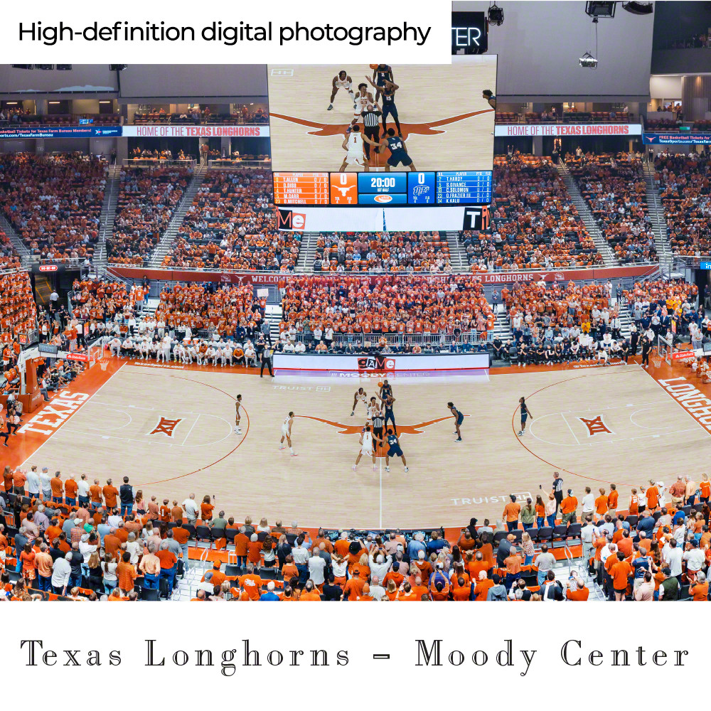 Texas Longhorns Basketball Panoramic Picture - Erwin Events Center Fan ...