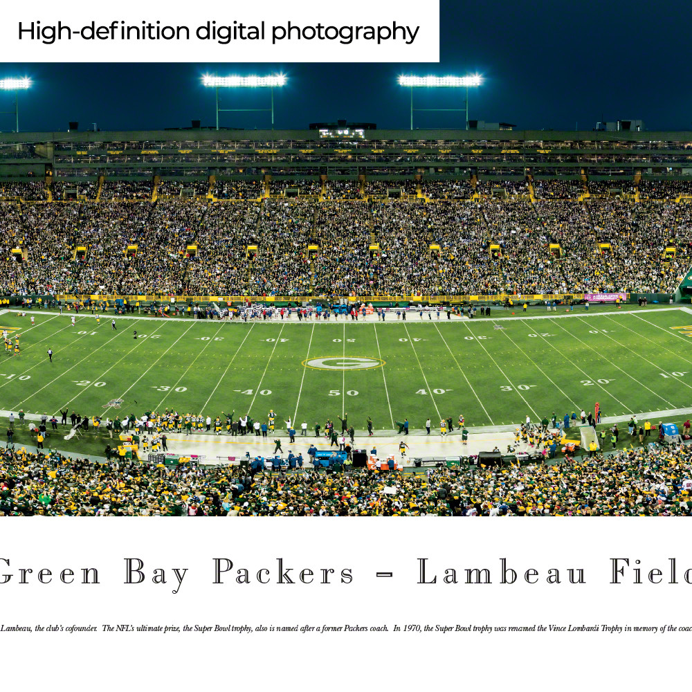 Green Bay Packers Panoramic Poster - Lambeau Field Night