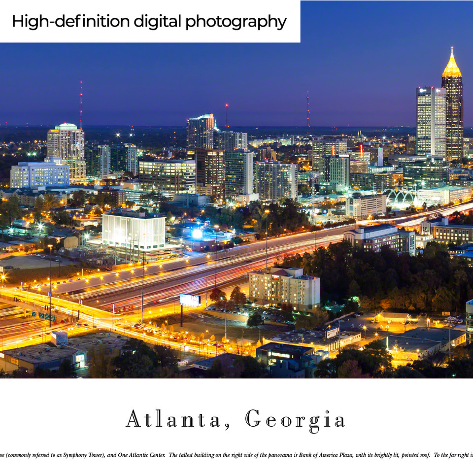Atlanta, Georgia City Skyline Panoramic Print - Twilight