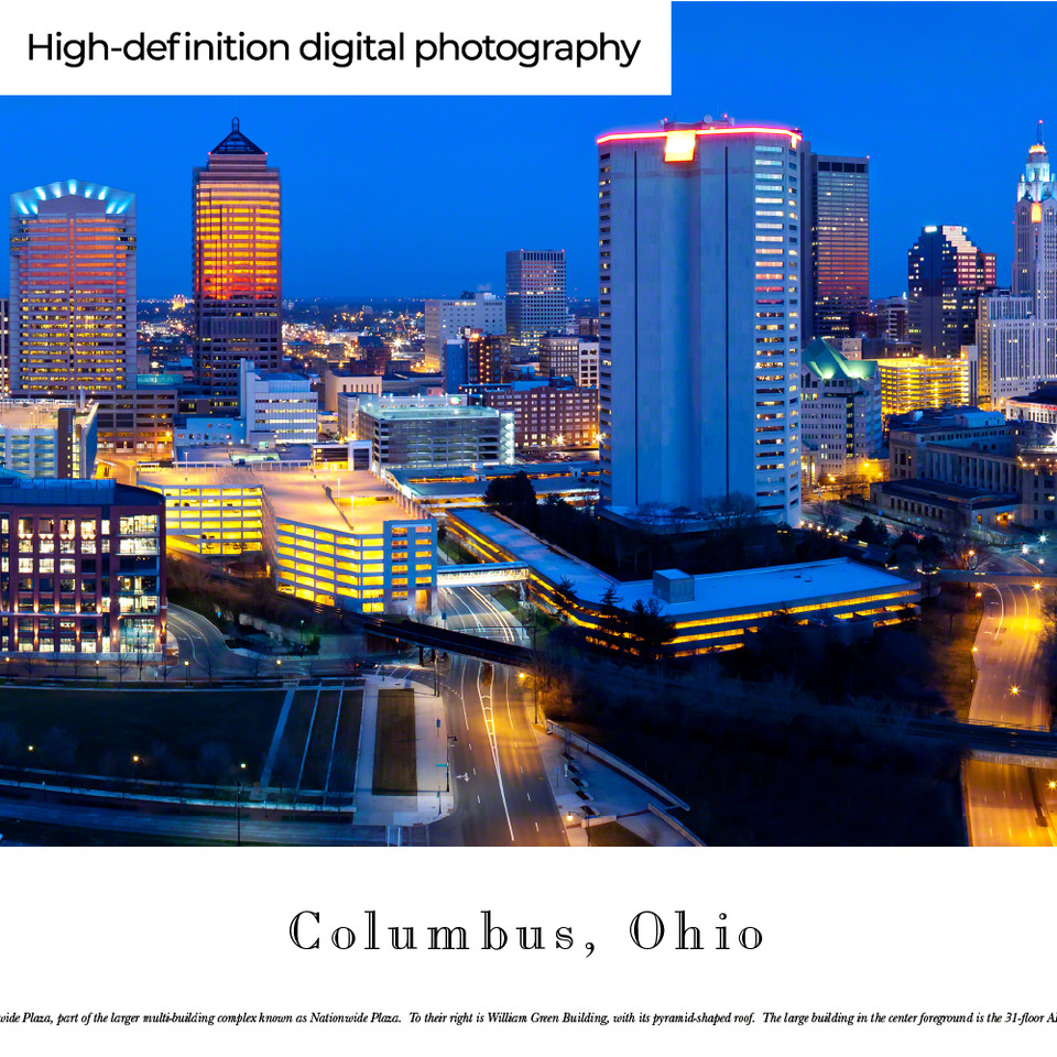 Columbus, Ohio City Skyline Panoramic Picture - Twilight
