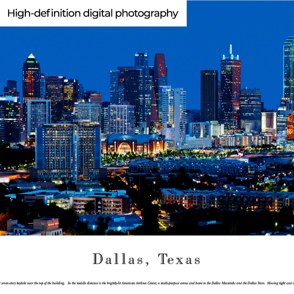 Dallas, Texas City Skyline Panoramic Picture - Twilight
