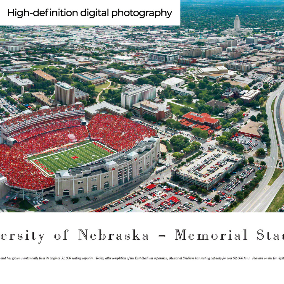 Nebraska Huskers Aerial Panoramic Poster