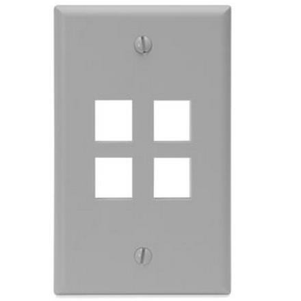 Face Plate 4-Port Gray Quickport, Leviton - CableMaster.com