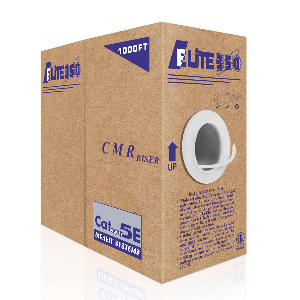 CAT5E PVC 4 Pair 350MHz Solid (Bare Copper), White, 1000' Per Box, TAA ...