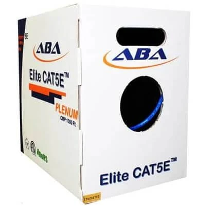 CAT5E Plenum 4 Pair 350MHz Solid (Bare Copper), Black, 1000' Per Box ...