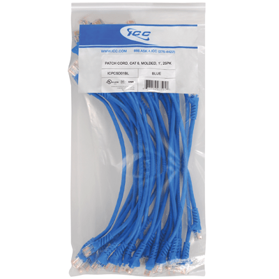 CAT6 Molded Boot Patch Cord - 3FT - 25-Pack - CableMaster.com