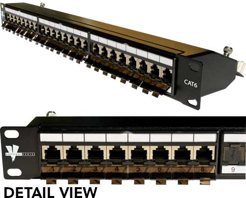 CAT6 Shielded 24 Port, Krone Type Patch Panel | 1U - CableMaster.com