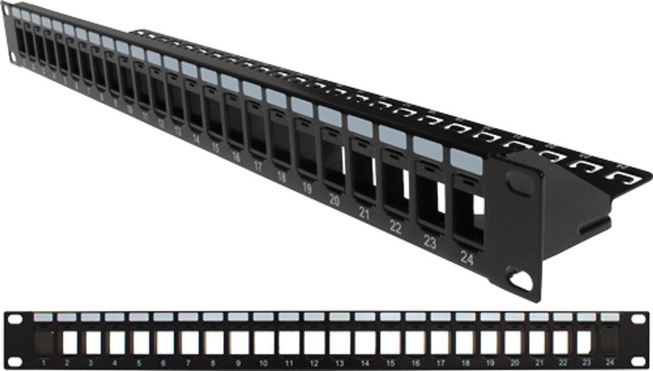 Blank Patch Panel, with Cable Manager, 24 Port, Black - CableMaster.com