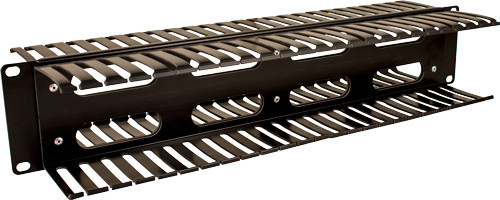 2U Horizontal Wire Manager, Double Sided, Plastic Fingers, Black ...