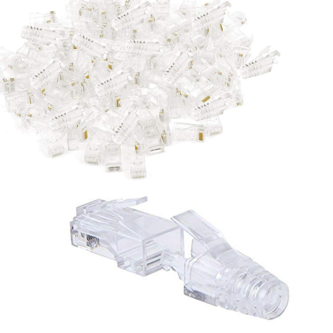 Cat6 RJ45 8P8C Ends Plug Ethernet Cable Crimp Connectors Transparent ...