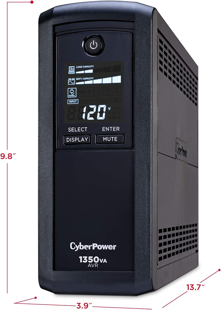 Intelligent LCD UPS System, 1350VA/815W, 10 Outlets, AVR, Mini-Tower ...