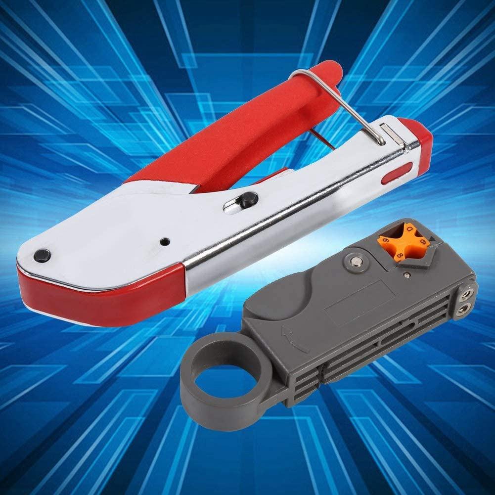 Compression Tool for RG59 RG6 BNC RCA Connector Coax Crimper Adjustable ...