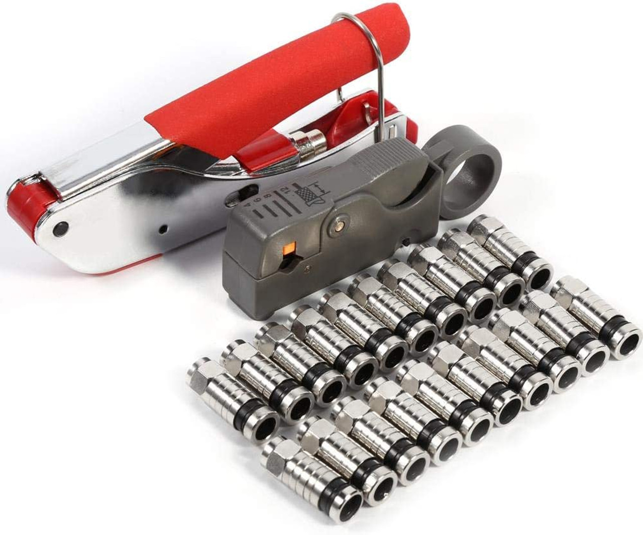 Compression Tool for RG59 RG6 BNC RCA Connector Coax Crimper Adjustable ...