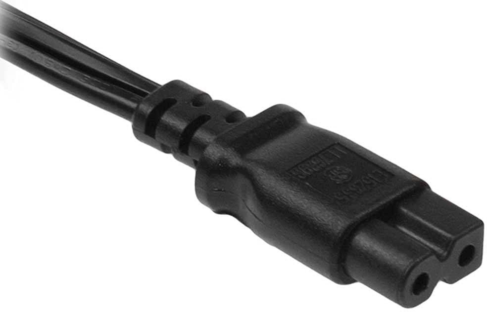 12 Feet 18 AWG 2-Slot Polarized Power Cord IEC320C7 to NEMA 1-15P ...