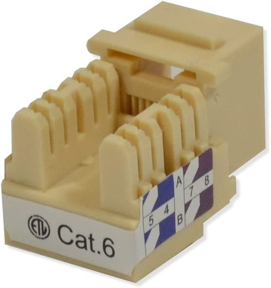 Cat6 Keystone Jacks Ivory with Dust Cap – 22-26 AWG PCB Female RJ45 ...
