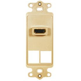 Decora insert 1 HDMI f/f + 2 keystone jacks, ivory - CableMaster.com