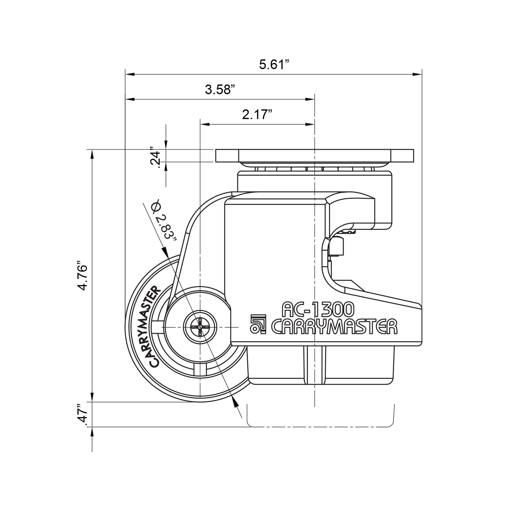CarryMaster AC-1300F Light & Medium Duty Flange Leveling Caster ...