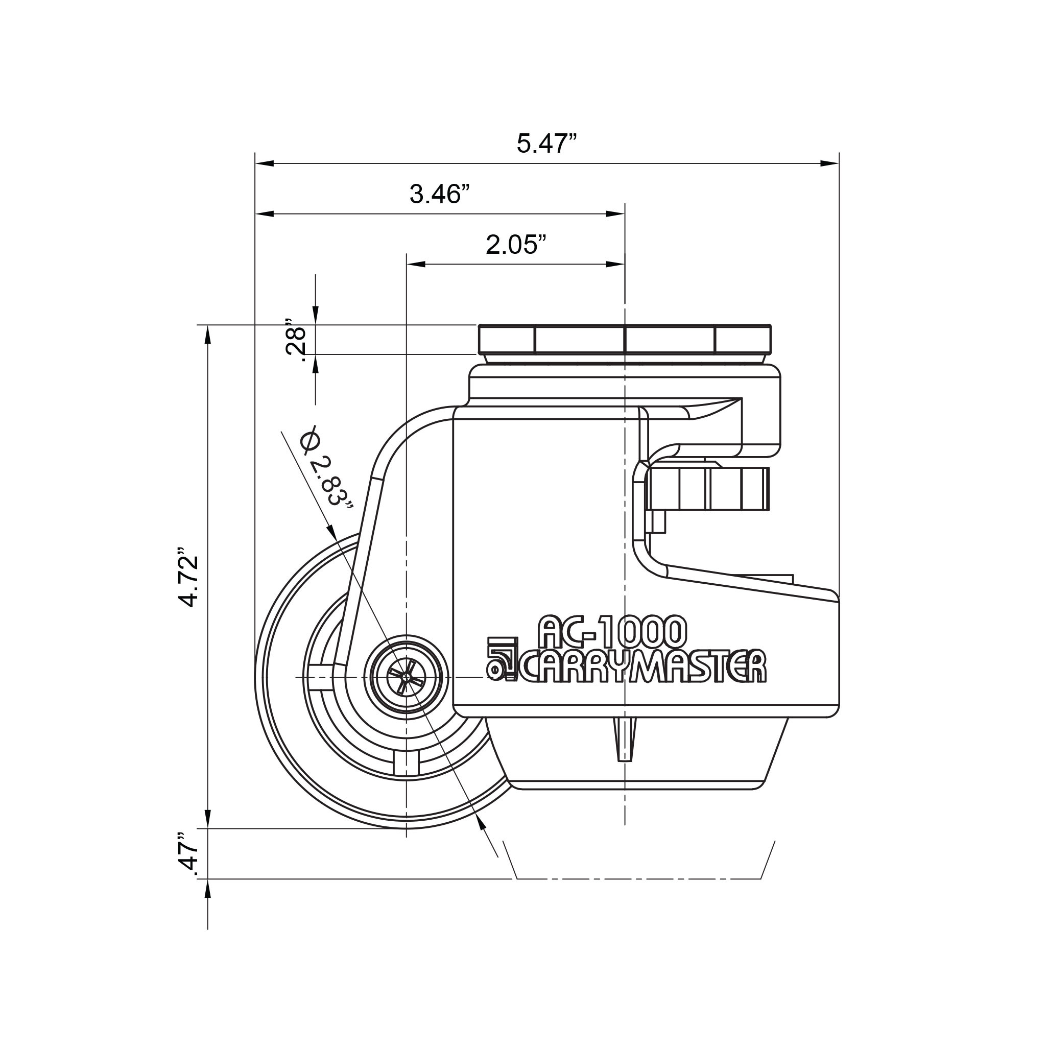 CarryMaster AC-1000S Light & Medium Duty Stem Leveling Caster | Zambus ...