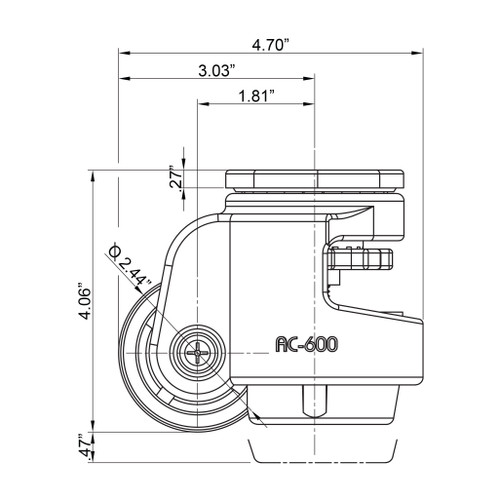 CarryMaster AC-600S Light & Medium Duty Stem Leveling Caster | Zambus, Inc.